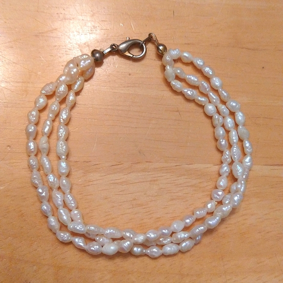 Vintage | Jewelry | Vintage Freshwater Pearl 3 Strand Bracelet With ...